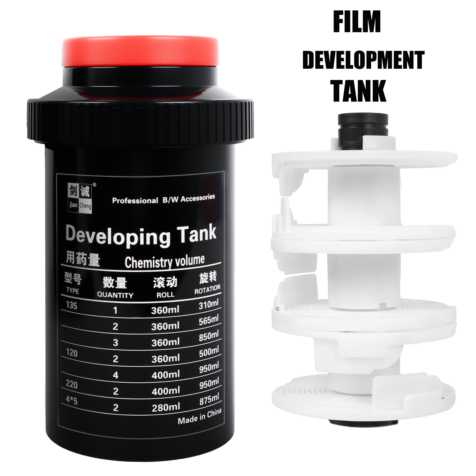 Film Develop Tank 3 Spiral Reels with Buckle Separator 120 127 135 B&W ...